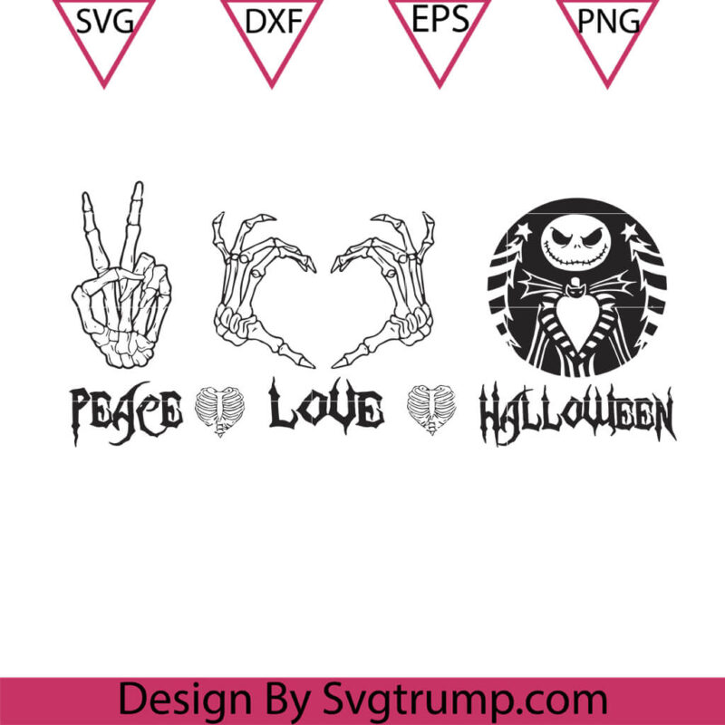 Peace Love Halloween Jack Starbucks Svg, Skellington Peace Love Svg ...